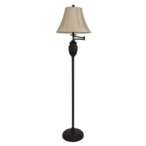 decor therapy wellington steel swing arm floor lamp, bronze