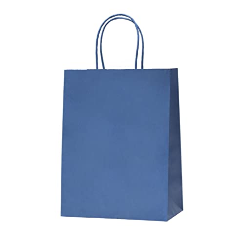 Nexmint Blue Gift Bags: 24 Pack Medium Paper Bags With Handle. Great Bags for Holidays, Graduation, Congratulations, Wedding, Birthday, Shopping, Party Favors, Treats, Goodies, Business Tchotchkes, Retail