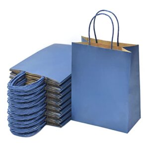 Nexmint Blue Gift Bags: 24 Pack Medium Paper Bags With Handle. Great Bags for Holidays, Graduation, Congratulations, Wedding, Birthday, Shopping, Party Favors, Treats, Goodies, Business Tchotchkes, Retail