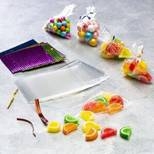 200 Pack Clear Plastic Cellophane Bags Goodie Bags [3x4] with 4" Twist Ties | Candy Bags | Cookie Bags | Treat Bags with Ties | Clear Gift Bags | Cellophane Treat Bags (Pack of 200)