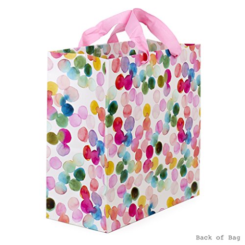 Hallmark 10" Large Square Gift Bag (Watercolor Dots, Just for You) for Birthdays, Mothers Day, Easter, Graduations, Retirements and More