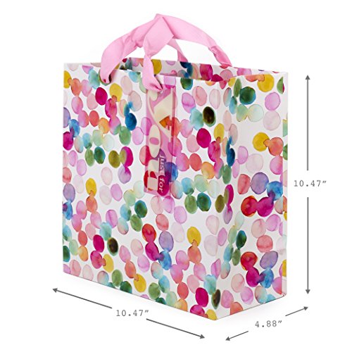 Hallmark 10" Large Square Gift Bag (Watercolor Dots, Just for You) for Birthdays, Mothers Day, Easter, Graduations, Retirements and More