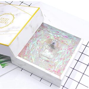 100 Grams Basket Filler Paper Shred, Sparkly Iridescent Film PP Hamper Shreds & Strands Shredded Grass Stuffer Crinkle Confetti Raffia Paper Gift Box Filler for DIY Gift Wrapping & Basket Filling (Iridescent)