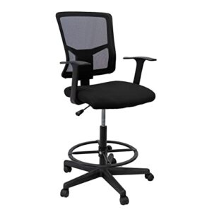 stand up desk store sit to stand drafting task stool chair for standing desks with adjustable footrest and armrests (black)