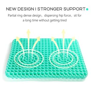 VELLE 2 Pack Gel Seat Cushion, Double Thick Honeycomb Seat Cushion for Long Sitting, Relief Sciatica Pain Cushion with Non-Slip Cover