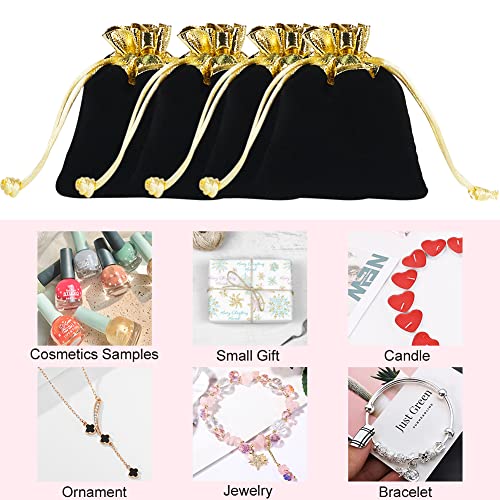 Shintop Velvet Jewelry Bags, 20pcs 3x4inch Velvet Pouches with Drawstrings Gift Bags for Wedding Party Favor Small Business (Black)