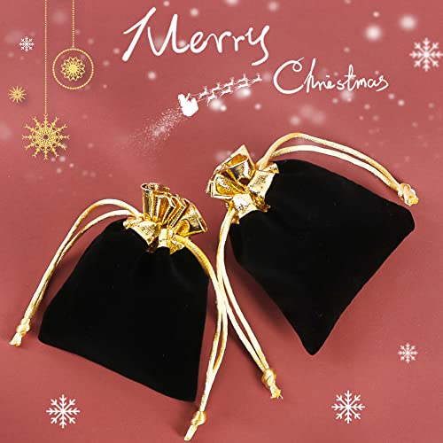 Shintop Velvet Jewelry Bags, 20pcs 3x4inch Velvet Pouches with Drawstrings Gift Bags for Wedding Party Favor Small Business (Black)