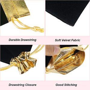 Shintop Velvet Jewelry Bags, 20pcs 3x4inch Velvet Pouches with Drawstrings Gift Bags for Wedding Party Favor Small Business (Black)