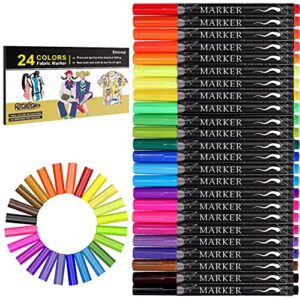 emooqi fabric marker, 24 colors textile marker, no bleed fabric pen vivid and washable t-shirt marker, ideal for decorate t-shirts bibs textiles shoes handbags graduation signatures