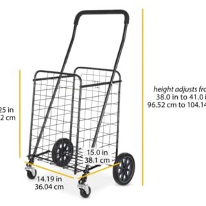 Golbsky Adjustable Steel Rolling Laundry Basket Shopping Cart,Shopping Cart with 360° Rolling Swivel Wheels for Groceries Utility Shopping Cart,Black