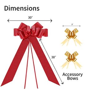 Aidwey Big Gift Wrapping Bows (30 inch, Red, 1 Pack), Butterfly Shape Gift Bow, Giant Bow for Car, Huge Car Bow, Car Bows, Big Red Bow, Big Car Bow, Bow for Gifts, Christmas Bow.