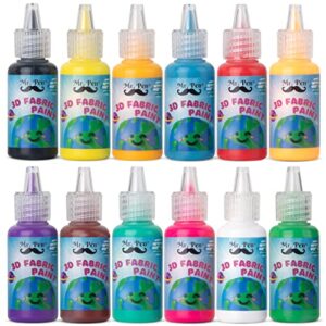 mr. pen- 3d fabric paint set, 12 colors, 0.67 oz, puffy paint for fabric, 3d paint, puff paint for clothing, t-shirt paint, puffy paint for crafts, puffy fabric paint, fabric paint for clothes