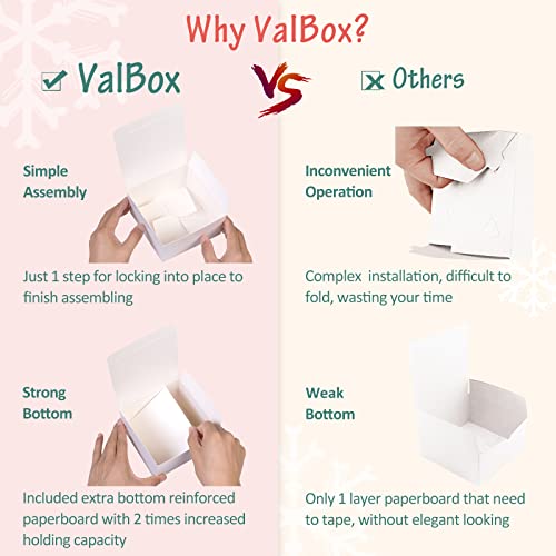 ValBox 4x4x4 White Gift Boxes 50PCS Kraft Paper Boxes with Lids for Gifts, Crafting, Cube, Cupcake Boxes, Easy Assemble Boxes for Party Favor