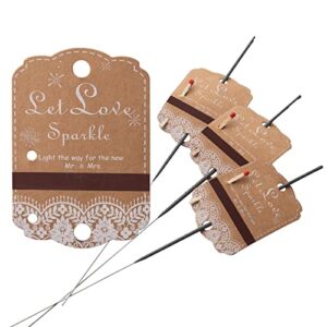 100pcs rustic white lace wedding sparkler tags with match holder and striker send off exit tags for wedding, kraft paper