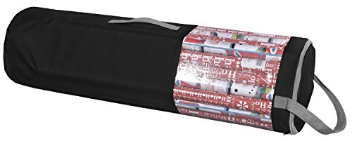 ProPik Wrapping Paper Storage Organizer Bag, Store Up To 24 Rolls 40 Inch, Heavy Duty Polyester plus PVC Clear Bag with Handles and Zippered Top for Gift Wrap and Ribbons (Black)