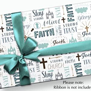 Stesha Party Religious Gift Wrapping Paper - Folded Flat 30 x 20 Inch (3 Sheets)