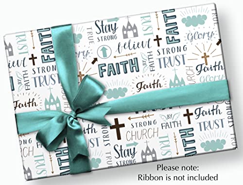 Stesha Party Religious Gift Wrapping Paper - Folded Flat 30 x 20 Inch (3 Sheets)