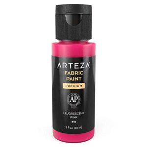 ARTEZA Permanent Fabric Paint, Set of 24 Colors, 60 ml Bottles, Washer & Dryer Safe, Textile Paint for Clothes, T-Shirts, Jeans, Bags, Shoes, Art and Craft Supplies for DIY Projects