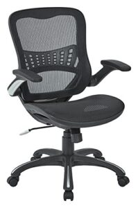 office star ventilated manager’s office desk chair with breathable mesh seat and back, black base, black