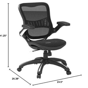 Office Star Ventilated Manager's Office Desk Chair with Breathable Mesh Seat and Back, Black Base, Black