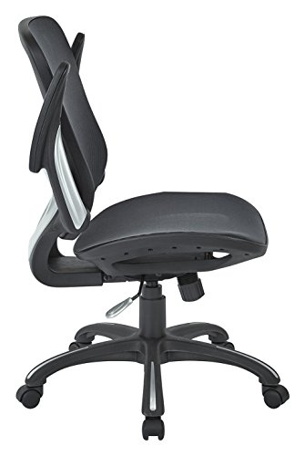 Office Star Ventilated Manager's Office Desk Chair with Breathable Mesh Seat and Back, Black Base, Black