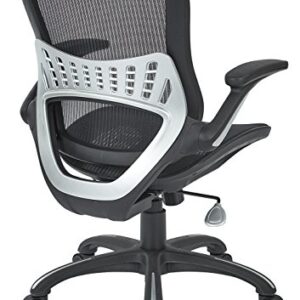 Office Star Ventilated Manager's Office Desk Chair with Breathable Mesh Seat and Back, Black Base, Black