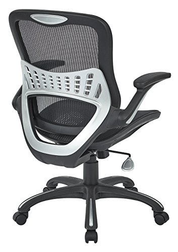 Office Star Ventilated Manager's Office Desk Chair with Breathable Mesh Seat and Back, Black Base, Black