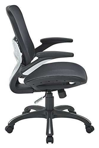 Office Star Ventilated Manager's Office Desk Chair with Breathable Mesh Seat and Back, Black Base, Black