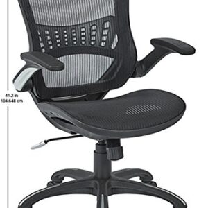 Office Star Ventilated Manager's Office Desk Chair with Breathable Mesh Seat and Back, Black Base, Black