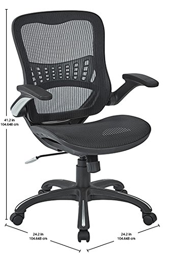 Office Star Ventilated Manager's Office Desk Chair with Breathable Mesh Seat and Back, Black Base, Black