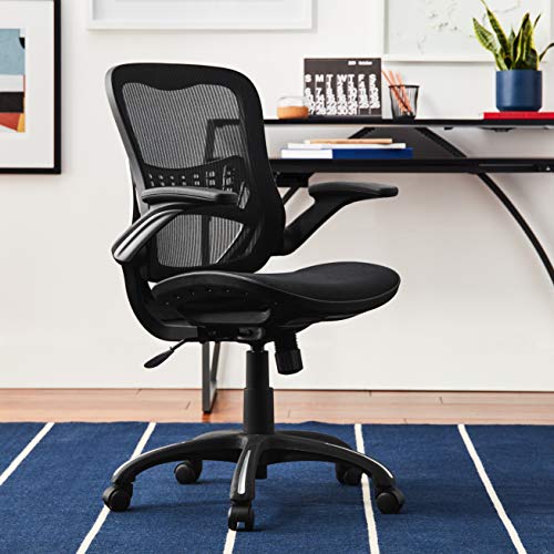 Office Star Ventilated Manager's Office Desk Chair with Breathable Mesh Seat and Back, Black Base, Black