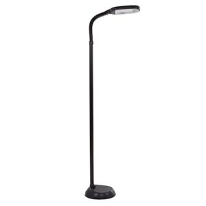 lavish home (72-0890) 5 feet sunlight floor lamp with adjustable gooseneck – black