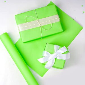 LeZakaa Green Matte Wrapping Paper Roll - Fluorescent Neon Solid Color Paper for Birthday, Valentine's, Mother's Day, Holiday - 17 inches x 32.8 Feet (47.23 sq.ft.)