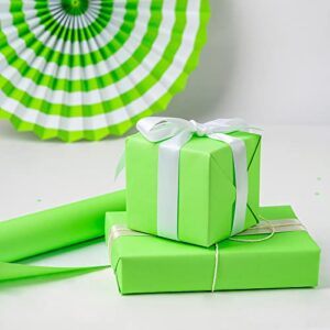 LeZakaa Green Matte Wrapping Paper Roll - Fluorescent Neon Solid Color Paper for Birthday, Valentine's, Mother's Day, Holiday - 17 inches x 32.8 Feet (47.23 sq.ft.)