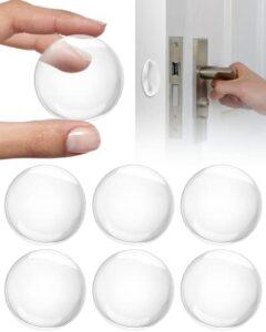 door stoppers wall protector,6pcs wall door knob protector, door bumper self adhesive, reusable soft rubber bumper, wall protectors from door knobs, quiet and shock absorbent door stops (clear)