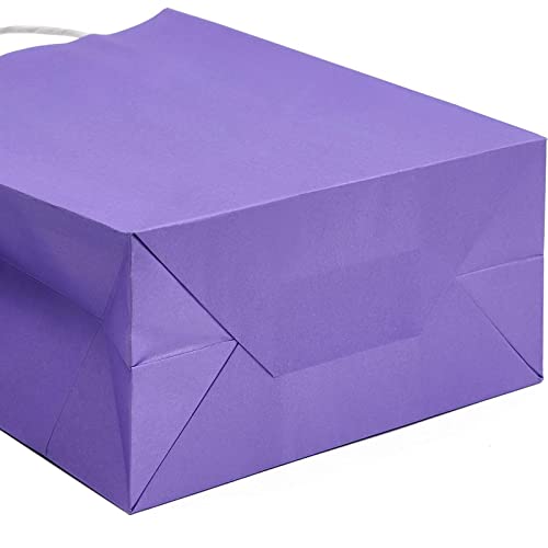 BLUE PANDA Paper Party Gift Bags with Handles (8 x 10 in, Medium Size, Purple, 25-Pack)