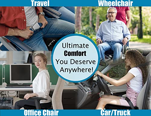 Orthopedic Gel Seat Cushion-Office Chair Cushion w/ 90% More Memory Foam for Sitting Comfort-Ergonomic for Coccyx, Tailbone, Sciatica & Back Pain Relief Perfect for Car, Truck, Wheelchair, Desk Chair