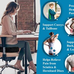 Orthopedic Gel Seat Cushion-Office Chair Cushion w/ 90% More Memory Foam for Sitting Comfort-Ergonomic for Coccyx, Tailbone, Sciatica & Back Pain Relief Perfect for Car, Truck, Wheelchair, Desk Chair