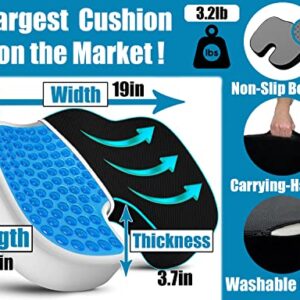 Orthopedic Gel Seat Cushion-Office Chair Cushion w/ 90% More Memory Foam for Sitting Comfort-Ergonomic for Coccyx, Tailbone, Sciatica & Back Pain Relief Perfect for Car, Truck, Wheelchair, Desk Chair