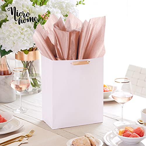 NICROHOME 50 Sheets Rose Gold Wrapping Paper, 20 x 28 Inch Metallic Blush Tissue Paper for Gift Bags Box Wrapping, Valentines Day Decor, Wedding Party Decorations, DIY Craft, Present Packaging