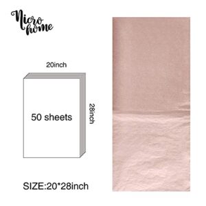 NICROHOME 50 Sheets Rose Gold Wrapping Paper, 20 x 28 Inch Metallic Blush Tissue Paper for Gift Bags Box Wrapping, Valentines Day Decor, Wedding Party Decorations, DIY Craft, Present Packaging