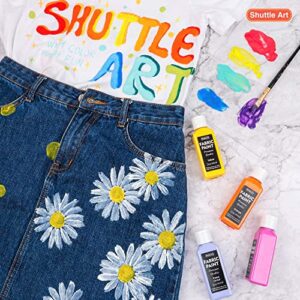 Fabric Paint, Shuttle Art 18 Colors Permanent Soft Fabric Paint in Bottles (60ml/2oz) with Brushes, Palette, Stencils, Non-Toxic Textile Paint for T-shirts, Shoes, Jeans, Bags, DIY Projects&Art Crafts