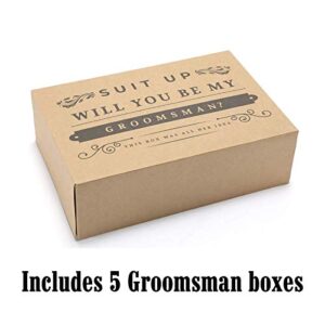 Pop Fizz Designs Groomsmen Box {6 pack} Groomsman Gift I Groomsmen Proposal Box | Groomsmen Gift Box Set | Will You Be My Groomsman? | Will You be My Best Man? | Kraft Style