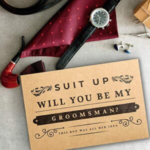 Pop Fizz Designs Groomsmen Box {6 pack} Groomsman Gift I Groomsmen Proposal Box | Groomsmen Gift Box Set | Will You Be My Groomsman? | Will You be My Best Man? | Kraft Style