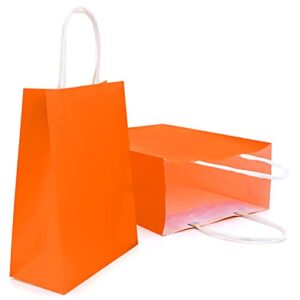 yadian 10 pieces kraft paper party favor gift bags with handle, orange small size gift bags for christmas, birthday, wedding and party celebrations