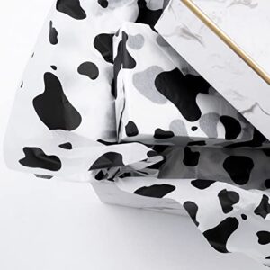 50 Sheets Large Cow Print Tissue Paper Bulk,28 x 20 inch,Cow Print Tissue Paper for Gift Bags,Black and White Cow Print Tissue Paper for Cow Party