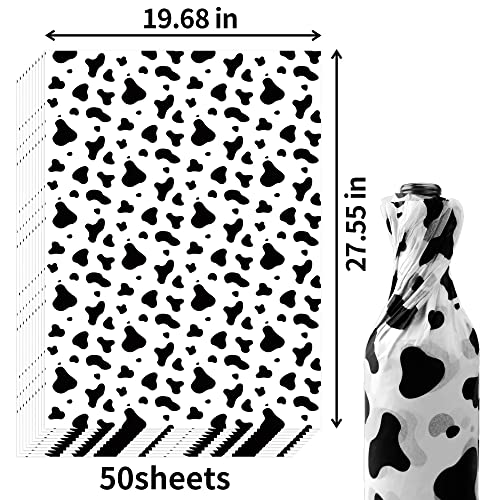 50 Sheets Large Cow Print Tissue Paper Bulk,28 x 20 inch,Cow Print Tissue Paper for Gift Bags,Black and White Cow Print Tissue Paper for Cow Party