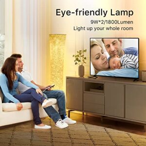 chiphy Floor Lamp, RGB Color Changing and Dimmable LED Lamp, Smart WiFi Bulbs Compatible with Alexa & Google Assistant, 64" Tall White Fabric Shade Light, Modern for Living Room, Bedroom, Game Room