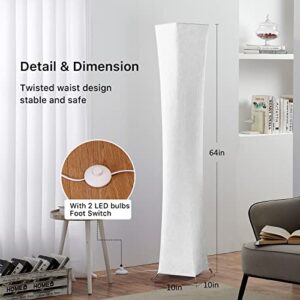 chiphy Floor Lamp, RGB Color Changing and Dimmable LED Lamp, Smart WiFi Bulbs Compatible with Alexa & Google Assistant, 64" Tall White Fabric Shade Light, Modern for Living Room, Bedroom, Game Room