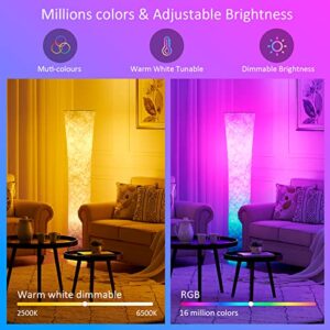 chiphy Floor Lamp, RGB Color Changing and Dimmable LED Lamp, Smart WiFi Bulbs Compatible with Alexa & Google Assistant, 64" Tall White Fabric Shade Light, Modern for Living Room, Bedroom, Game Room